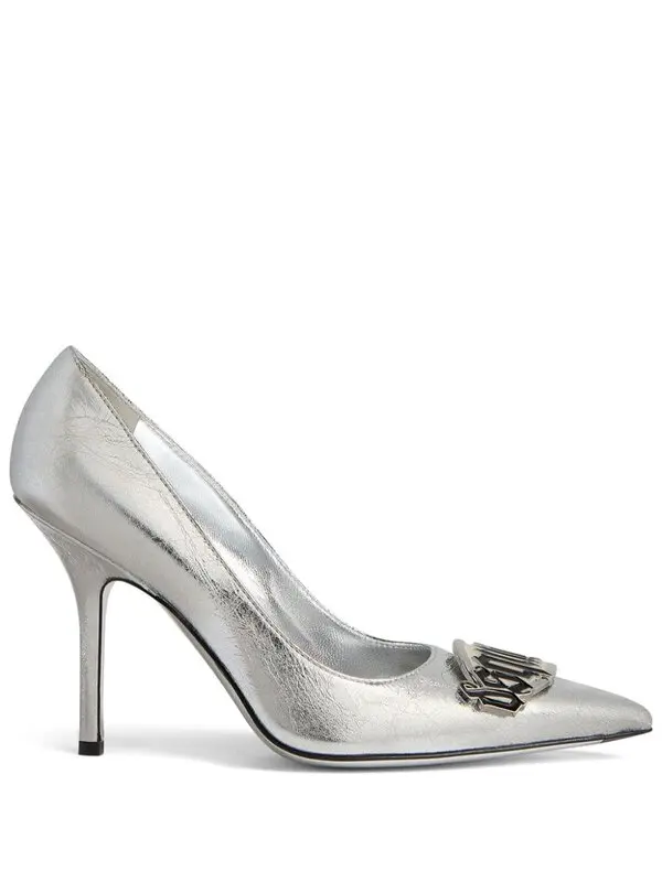 Dsquared2 100mm Logo-plaque Leather Pumps - Silver