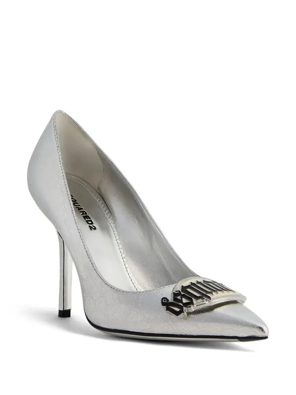 Dsquared2 100mm Logo-plaque Leather Pumps - Silver