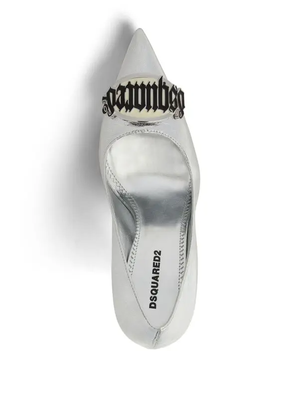 Dsquared2 100mm Logo-plaque Leather Pumps - Silver