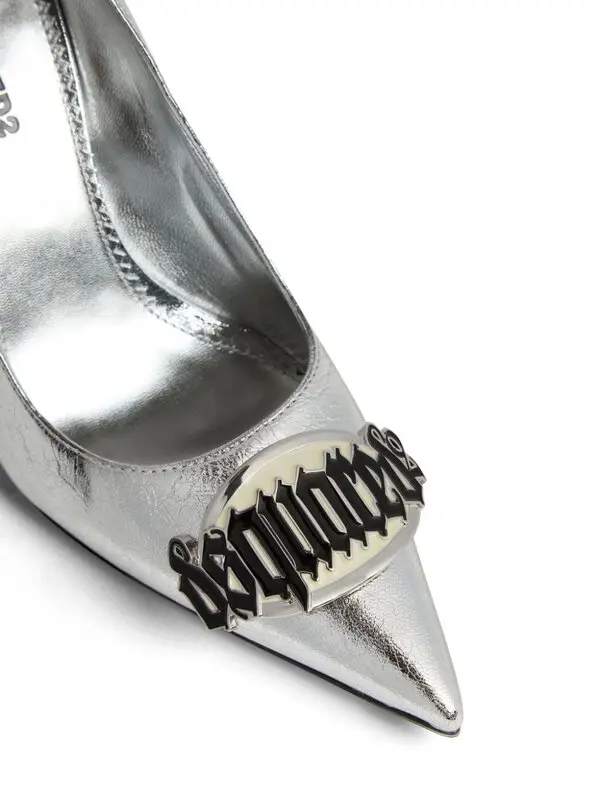 Dsquared2 100mm Logo-plaque Leather Pumps - Silver