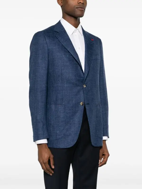 Isaia Brooch-Detail MéLange Blazer Blue 54% Off Editorialist