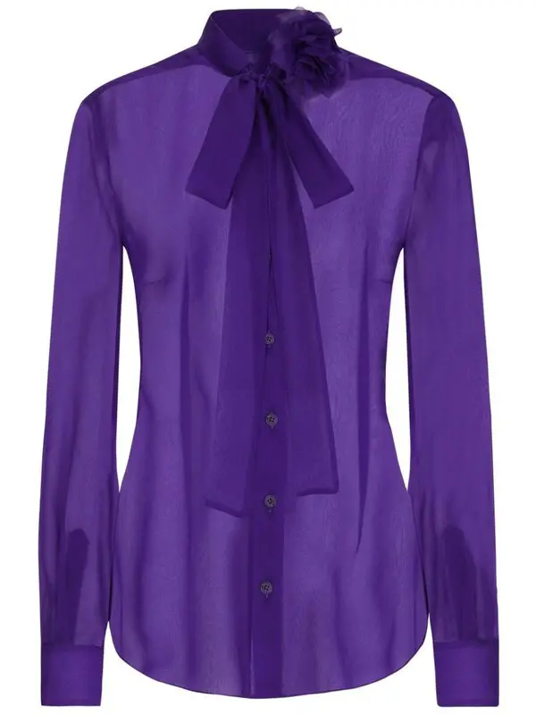 Dolce & Gabbana Pussy-bow Silk-chiffon Blouse - Purple