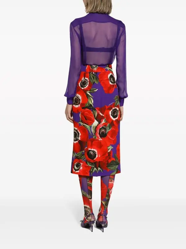 Dolce & Gabbana Pussy-bow Silk-chiffon Blouse - Purple