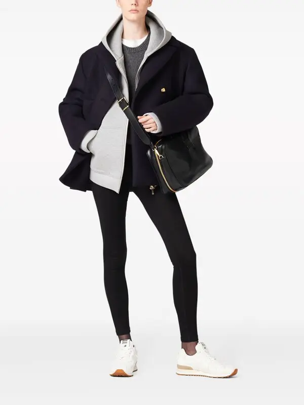 Miu Miu Double-Breasted Wool Pea Coat - Blue | Editorialist