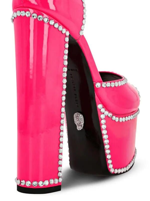 Philipp Plein Crystal-embellished Leather Platform Pumps - Pink