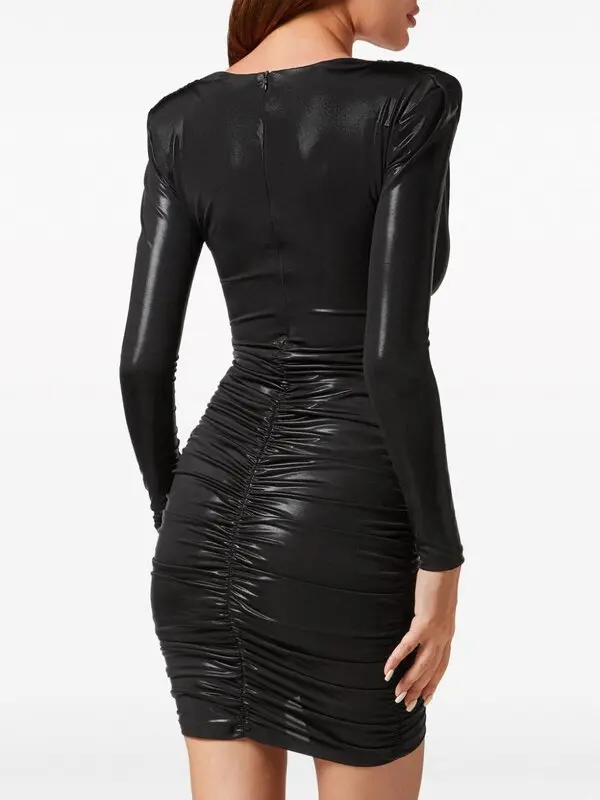 Philipp Plein Padded-shoulder Lamé Minidress