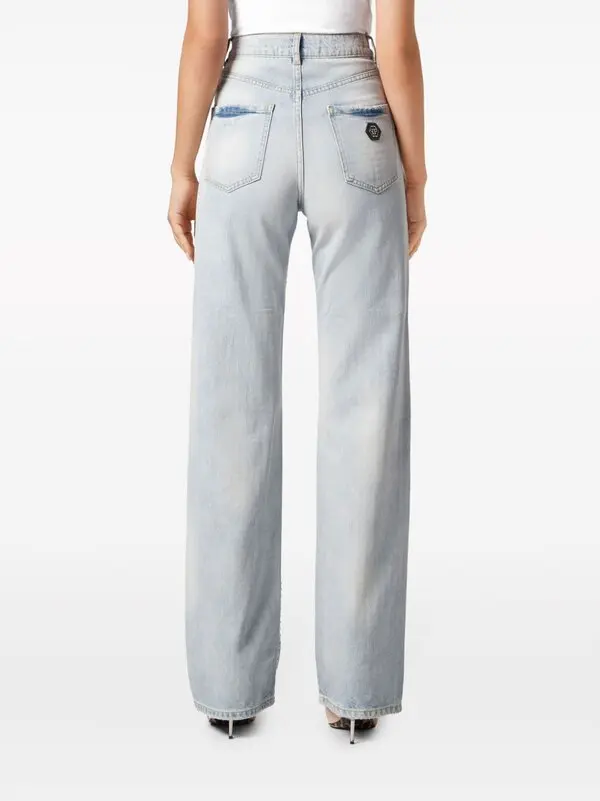 Philipp Plein Crystal-embellished Pinstripe Flare Jeans