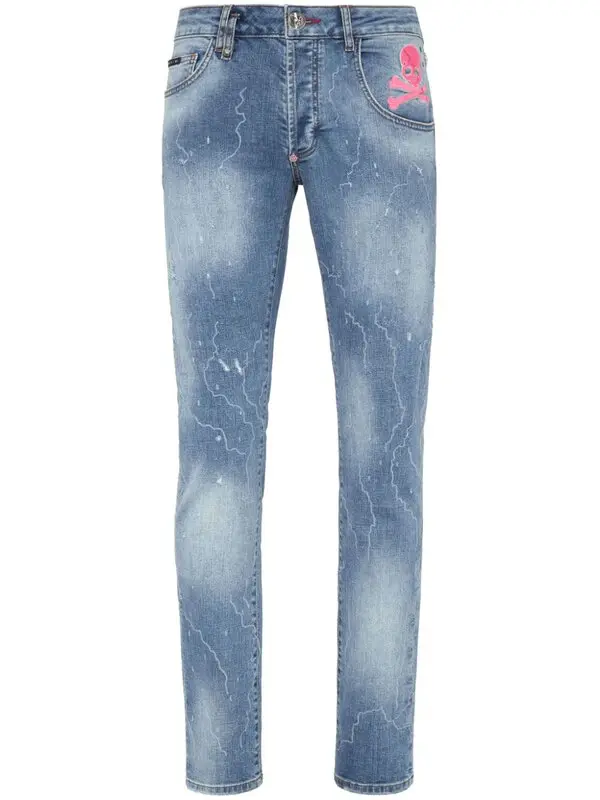 Philipp Plein Skull-print Straight-leg Jeans