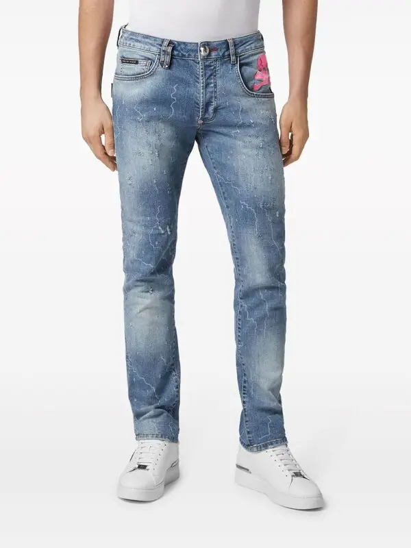 Philipp Plein Skull-print Straight-leg Jeans