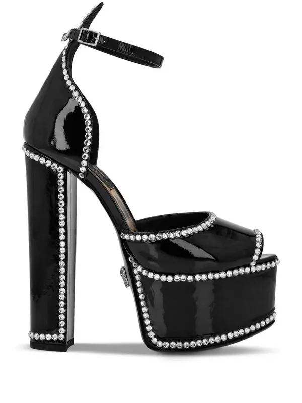 Philipp Plein Crystal-embellished Heeled Platform Sandals - Black
