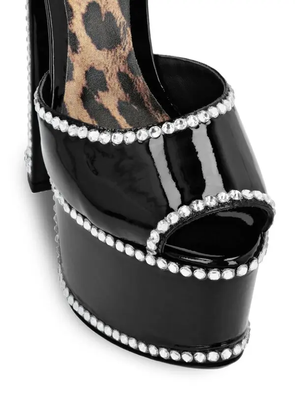 Philipp Plein Crystal-embellished Heeled Platform Sandals - Black