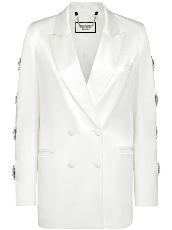 Philipp Plein Double-breasted Blazer With Crystal Embellishments
