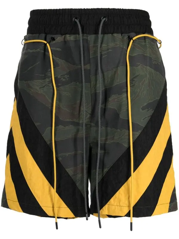 MOSTLY HEARD RARELY SEEN Camouflage Striped Track Shorts - Green