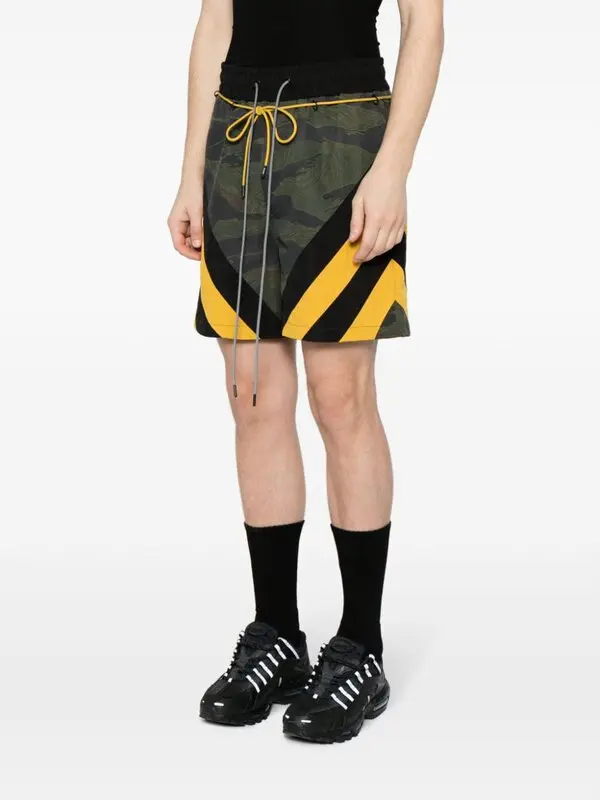 MOSTLY HEARD RARELY SEEN Camouflage Striped Track Shorts - Green