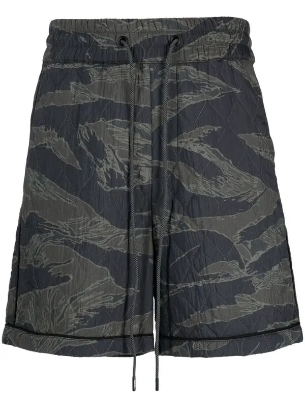 MOSTLY HEARD RARELY SEEN Quilted Camouflage Track Shorts - Green