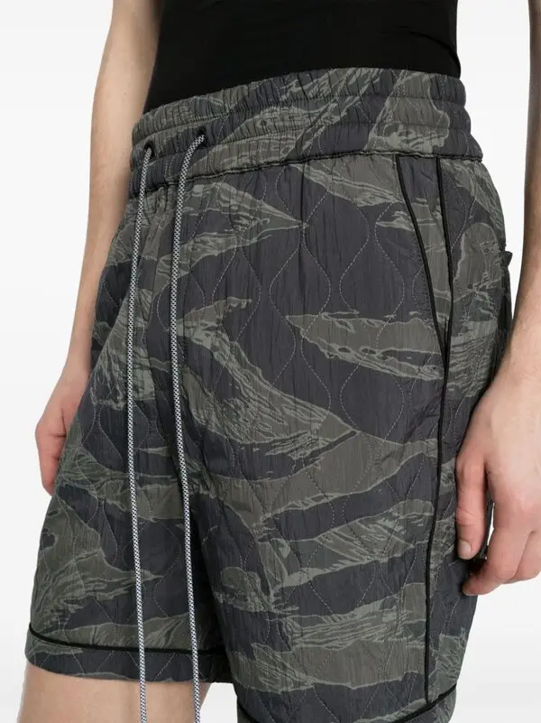 MOSTLY HEARD RARELY SEEN Quilted Camouflage Track Shorts - Green