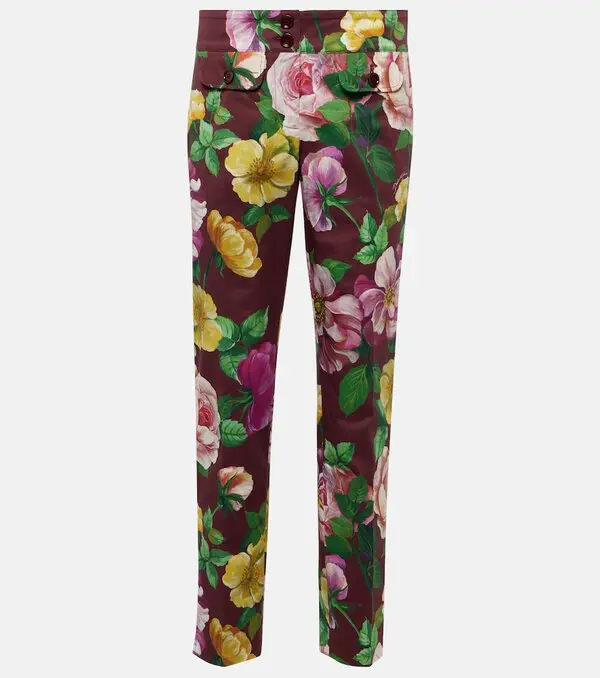 Dolce & Gabbana Floral Cotton-blend Pants - Multicoloured