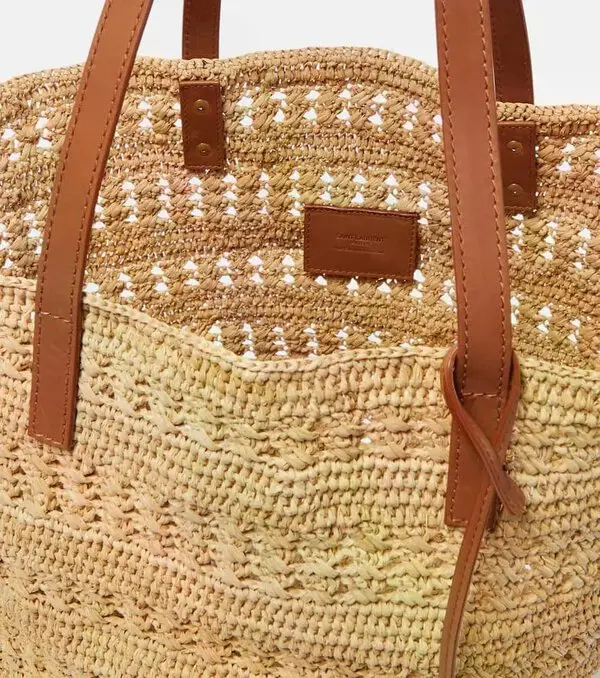 Saint Laurent Panier Medium Raffia Tote Bag - Beige