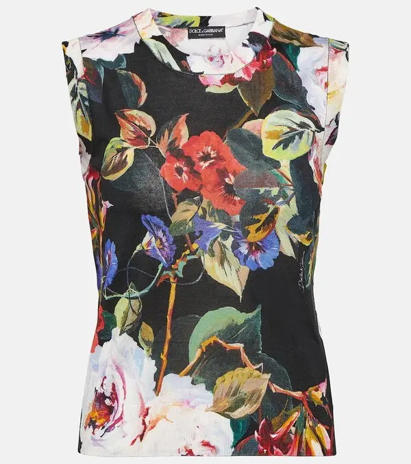 Dolce & Gabbana Floral Silk Knit Tank Top - Multicoloured