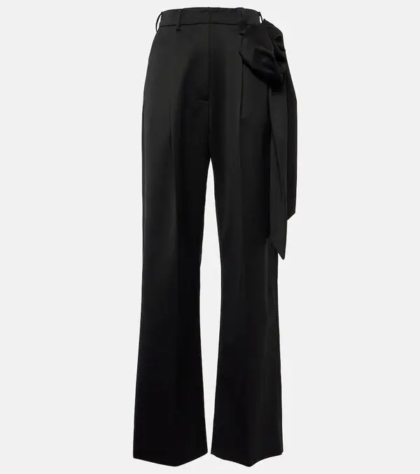 Simone Rocha Floral-appliqué Straight Pants - Black