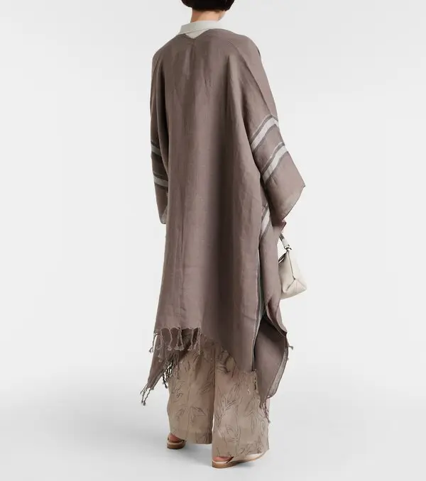 Brunello Cucinelli Striped Linen Cape