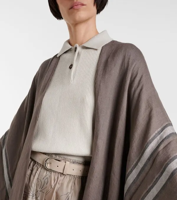 Brunello Cucinelli Striped Linen Cape