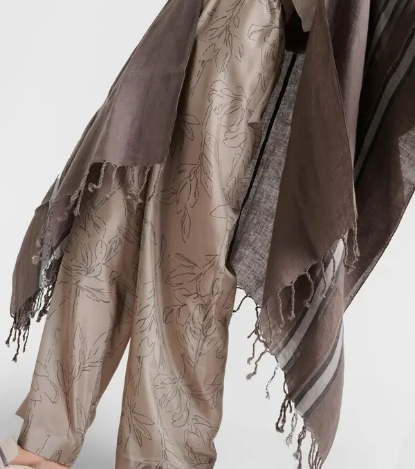 Brunello Cucinelli Striped Linen Cape