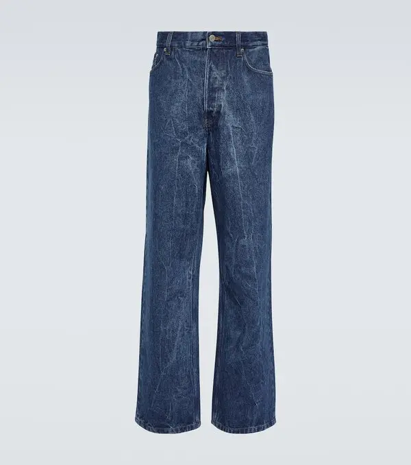 Dries Van Noten Marble-wash Wide-leg Jeans - Blue