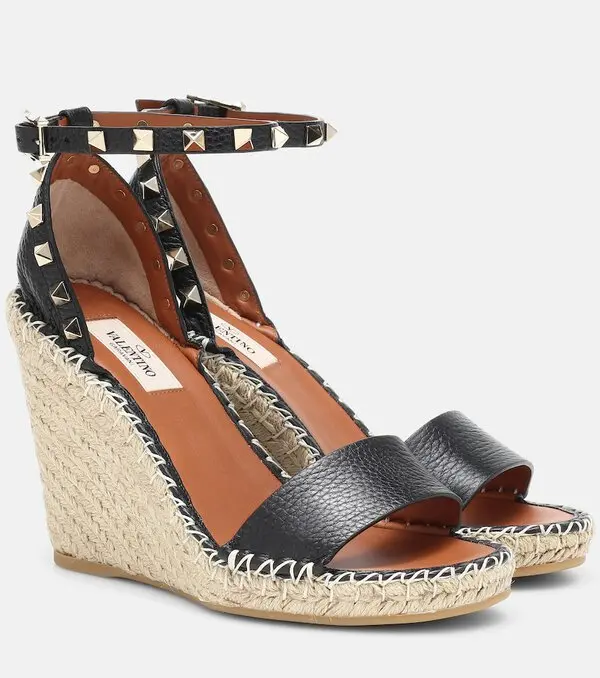 Valentino Garavani Rockstud Wedge Espadrilles - Black