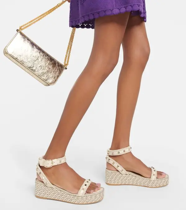 Valentino Garavani Rockstud Wedge Espadrilles - White