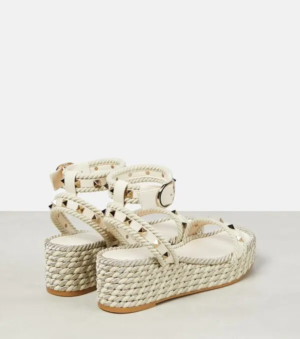 Valentino Garavani Rockstud Wedge Espadrilles - White