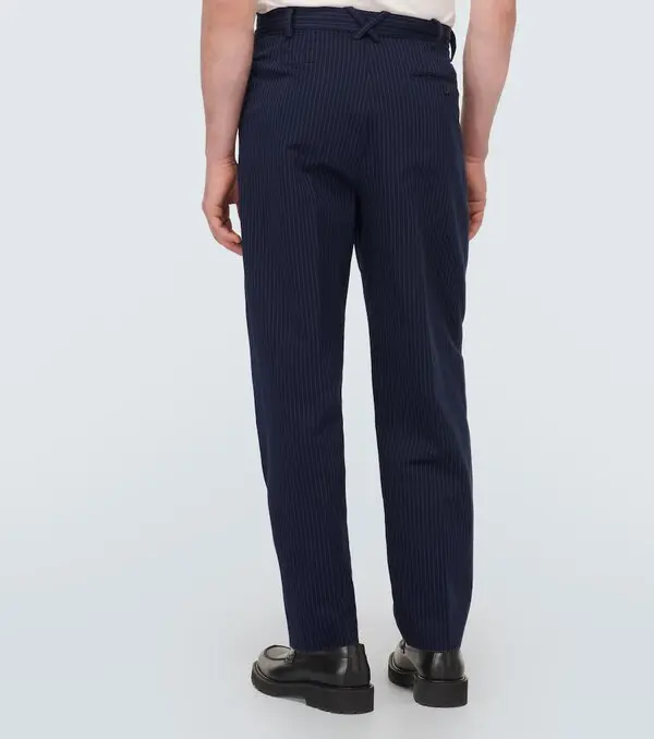 Kenzo Pinstripe Cotton And Linen Tailored Pants
