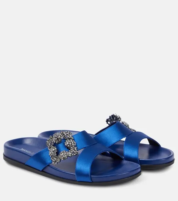 Manolo Blahnik Chilanghi Embellished Sandals - Blue