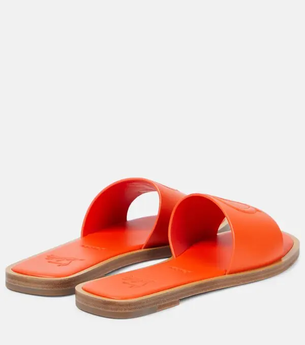 CHRISTIAN LOUBOUTIN Cl Embossed Leather Mules - Orange