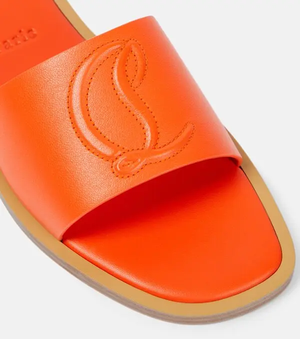 CHRISTIAN LOUBOUTIN Cl Embossed Leather Mules - Orange