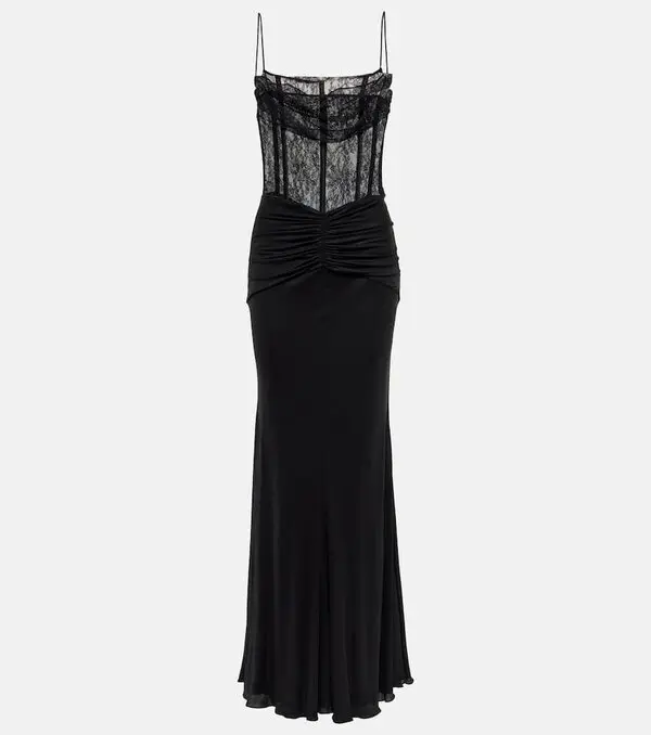 Alessandra Rich Laminated Jersey Maxi Dress