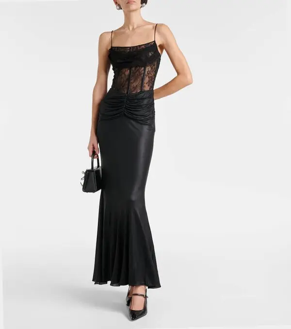 Alessandra Rich Laminated Jersey Maxi Dress