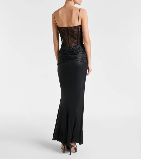 Alessandra Rich Laminated Jersey Maxi Dress