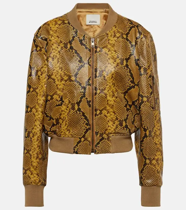 Isabel Marant Cerem Snake-effect Leather Bomber Jacket