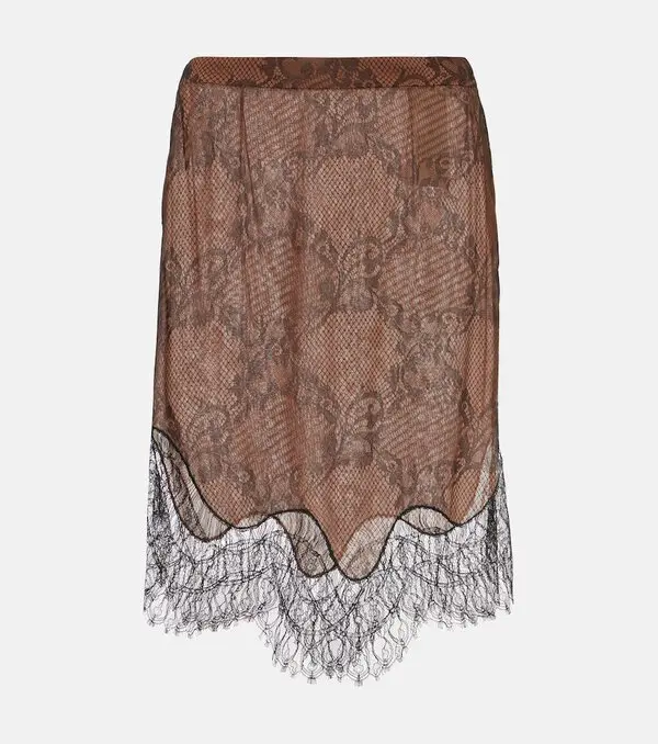 TOM FORD Ramage Tattoo Lace Miniskirt - Brown