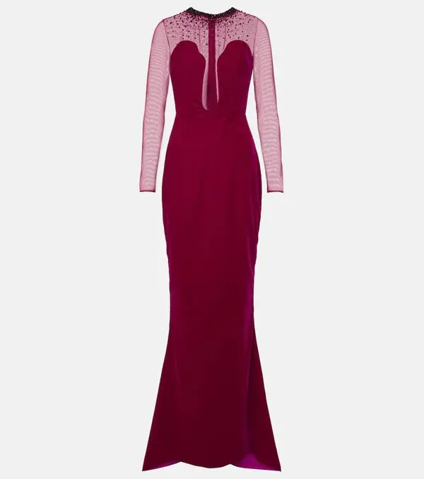 MISS SOHEE Embellished Cotton-blend Velvet Gown