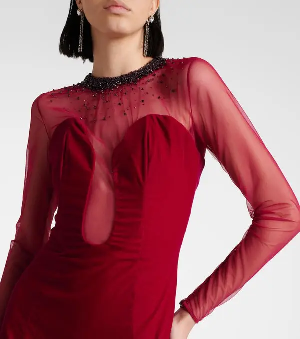 MISS SOHEE Embellished Cotton-blend Velvet Gown
