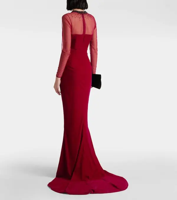 MISS SOHEE Embellished Cotton-blend Velvet Gown