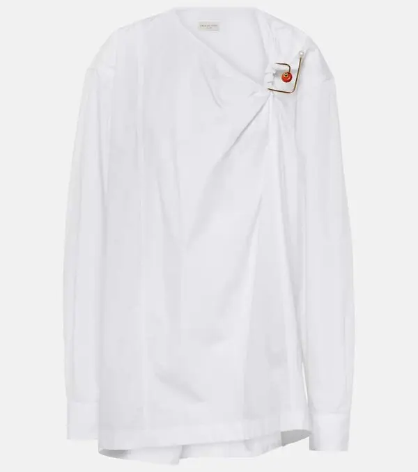 Dries Van Noten Embellished Cotton Poplin Blouse