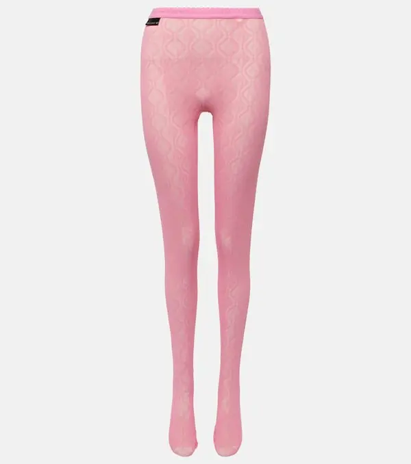 MARINE SERRE Moon Diamant Jacquard Mesh Leggings - Pink