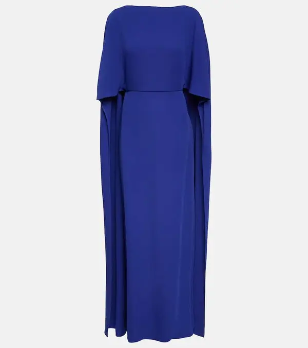Valentino Garavani Caped Silk Gown - Blue
