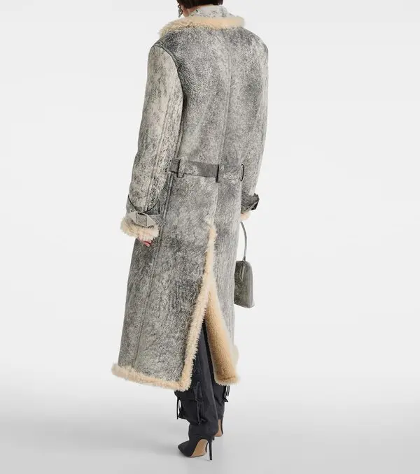 Attico Shearling-lined Leather Coat