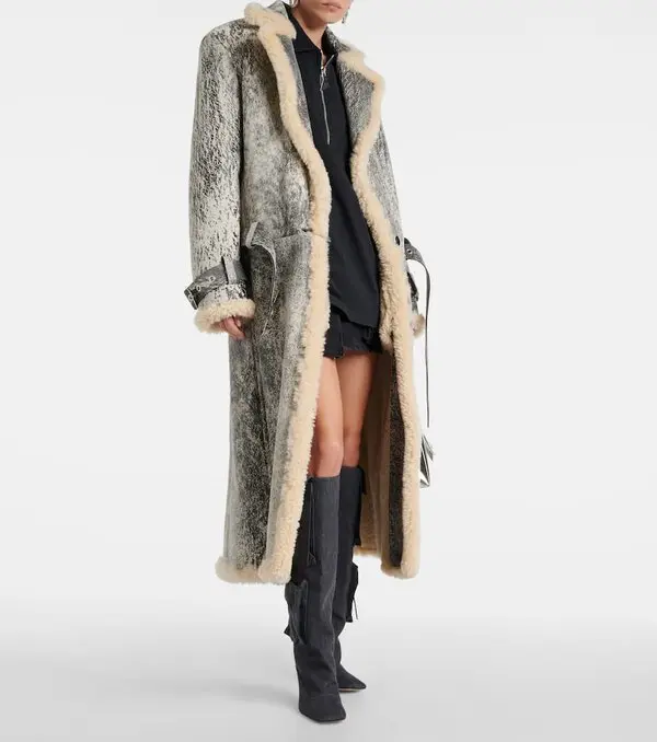 Attico Shearling-lined Leather Coat