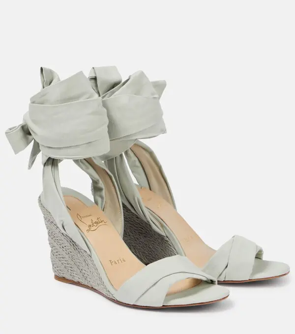 CHRISTIAN LOUBOUTIN Melides Du Desert 85 Espadrille Wedges - Grey