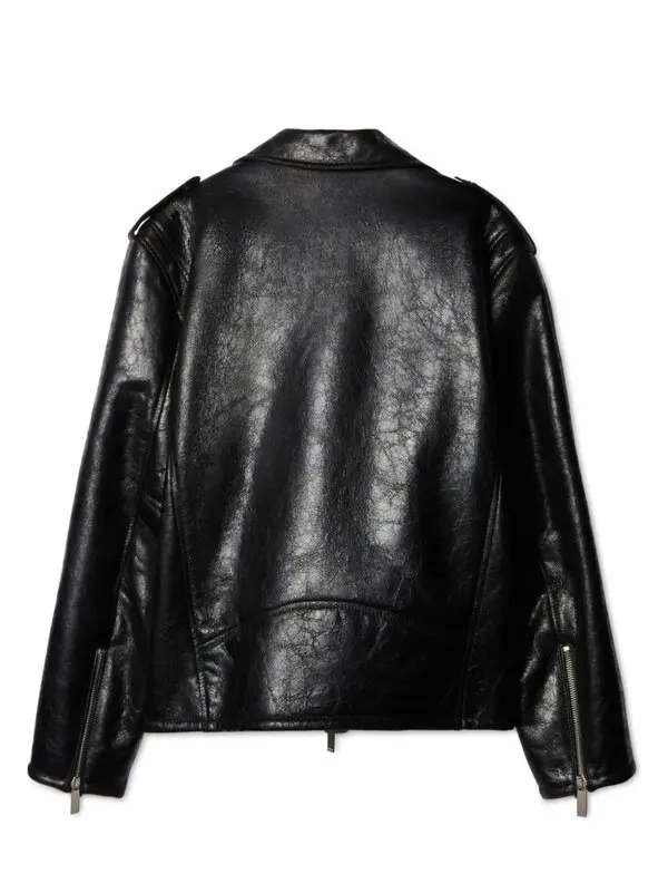 Off-White Crinkled Leather Biker Jacket